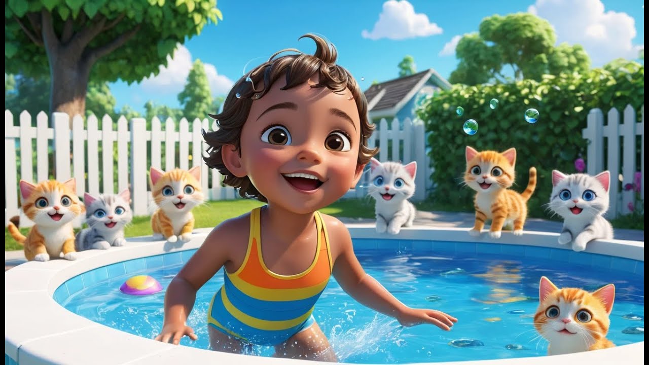 Six Little Kittens Jumping in the Pool | Fun Kitten Song for Kids ...