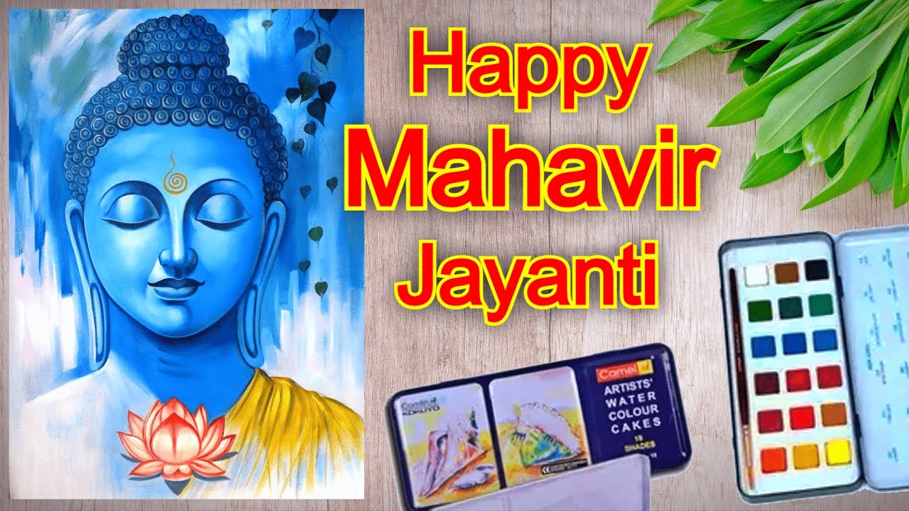 Mahavir Jayanti Drawing & Color Painting Tutorial for Beginners | Lord ...