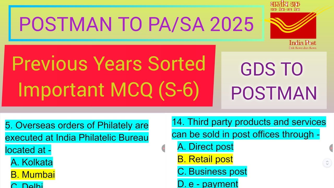 Postman to pa previous years question | Gds to postman departmental ...