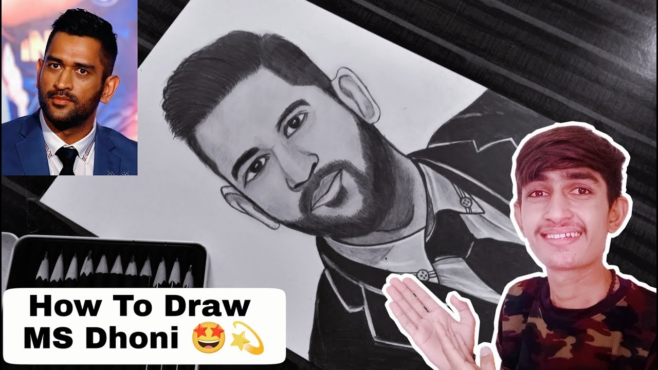 Drawing MS Dhoni | How To Draw MS Dhoni Timelapse Drawing | Mahendra ...