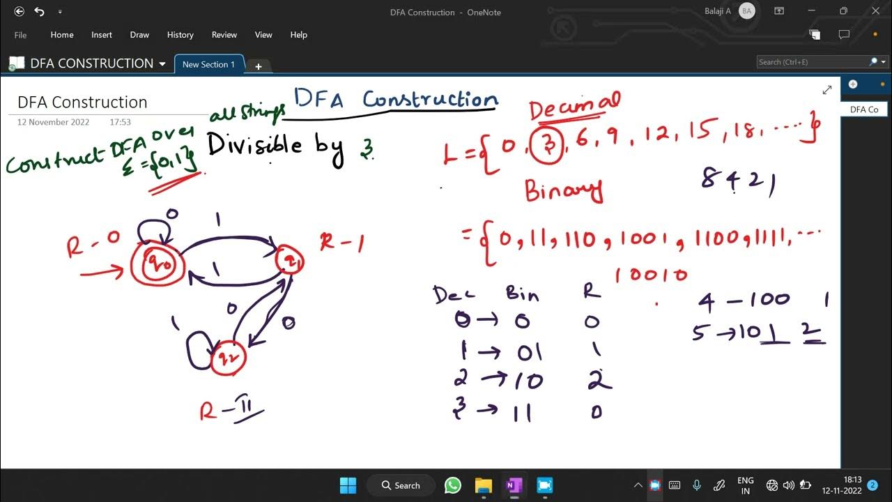 Construct Dfa Over All Strings 01 Divisible By 3 Divisible By 5 Toc In Tamil Automata