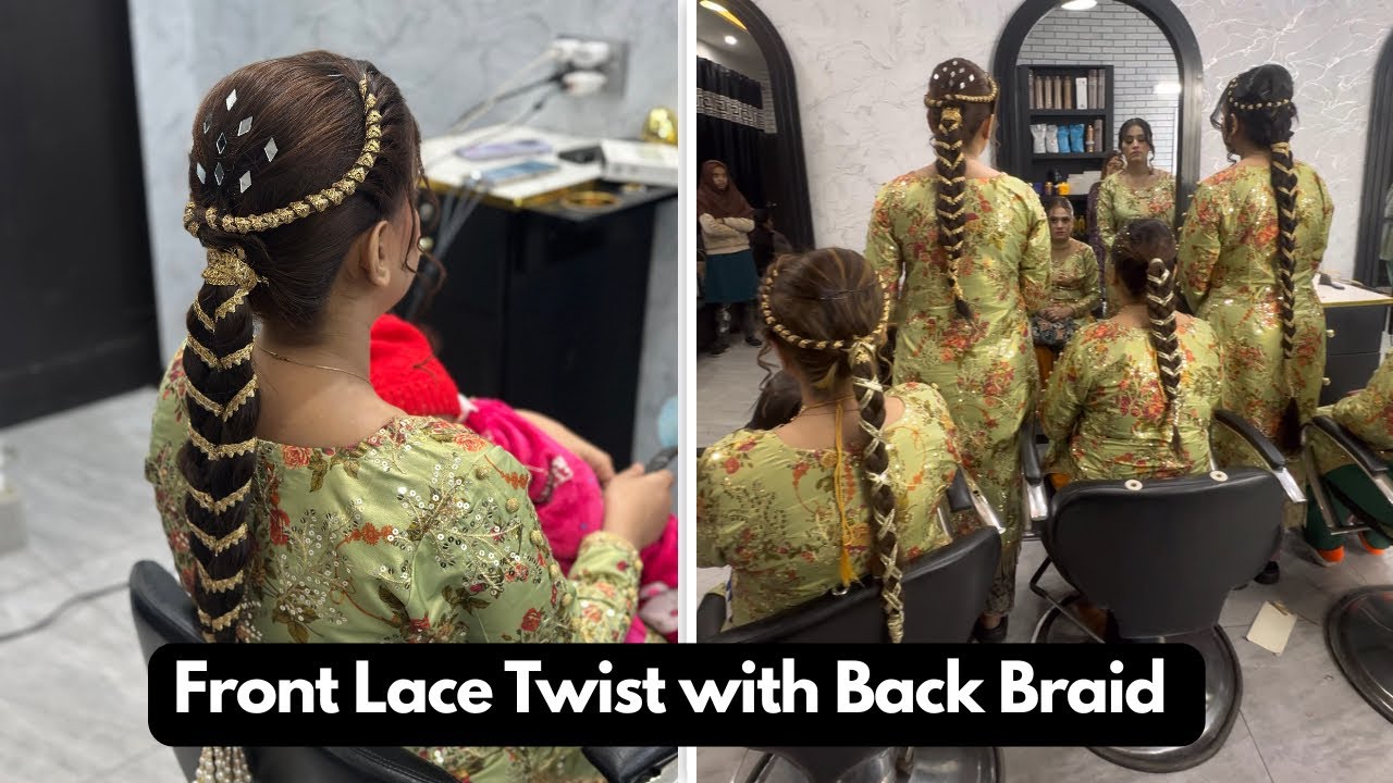Front Lace Twist Hairstyle with Back Braid | Easy & Elegant Hair Style ...