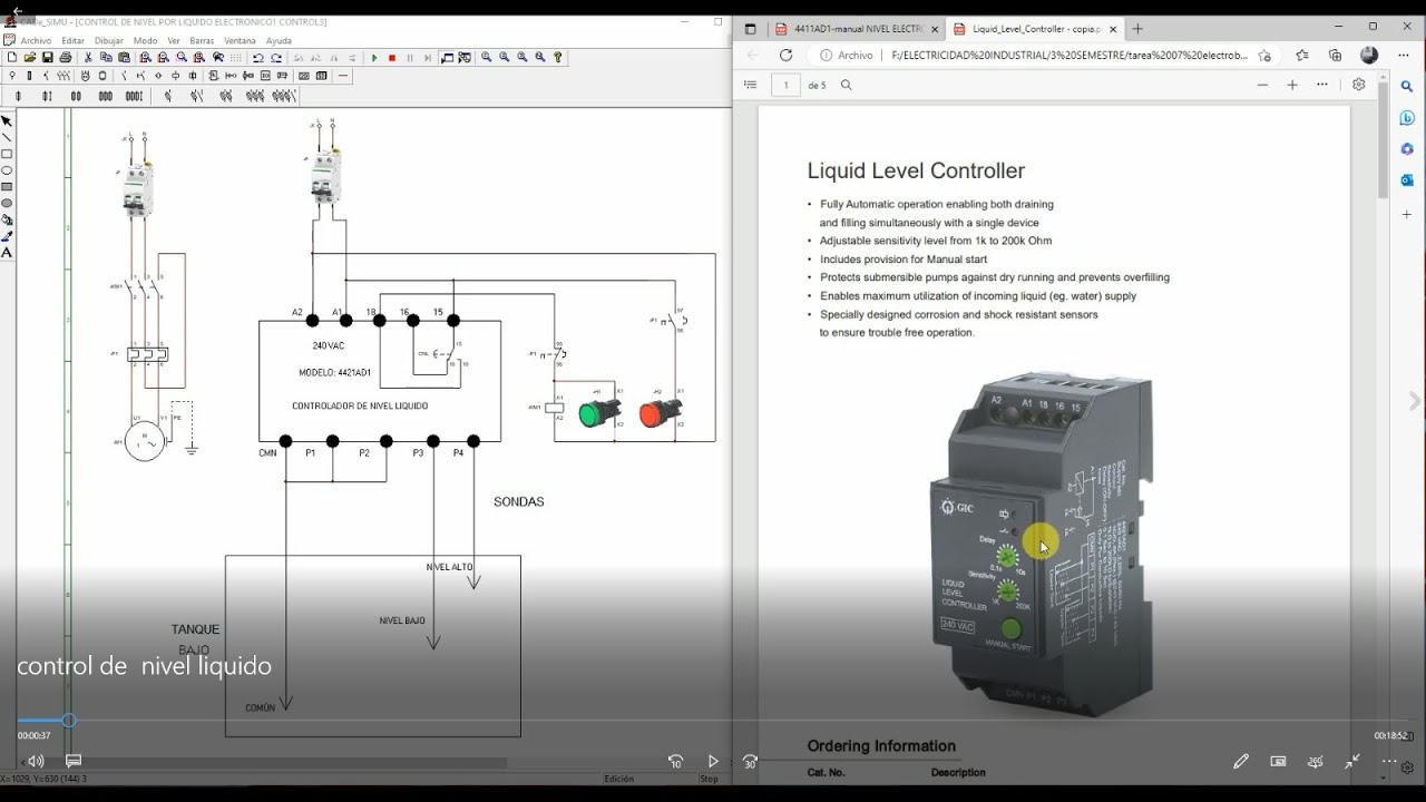 control de nivel liquido electrónico con sondas electrobomba monofasica ...