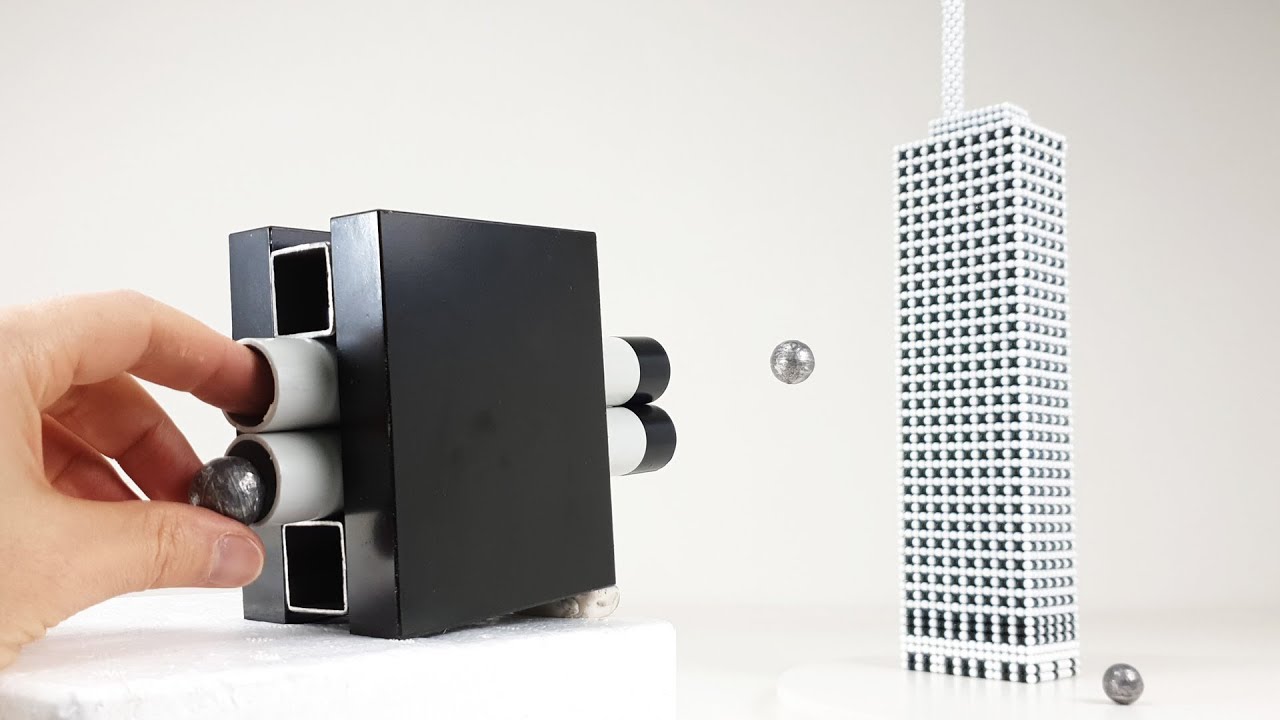 Double Magnet Cannon VS One Shell Plaza out of Magnetic Balls - YouTube