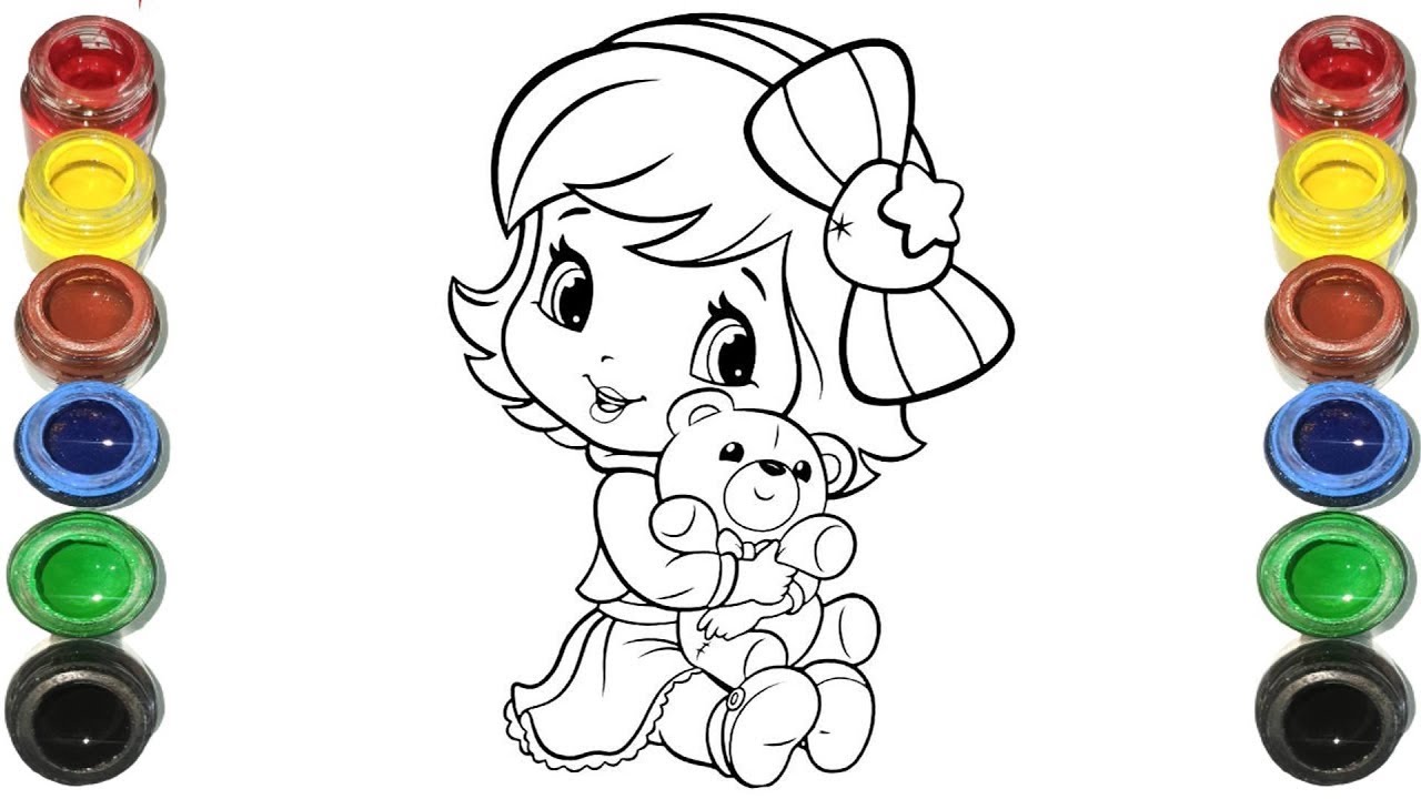 How To Draw A Cute Girl Easy Drawing For Kids with Colouring - YouTube