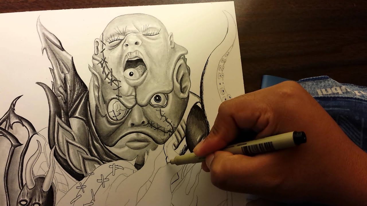 How to draw a Biomechanical Baby. PART 5 - YouTube