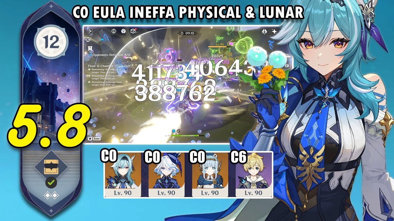 C0 Eula Lunar Charged - Eula Furina Ineffa Mika | Spiral Abyss 5.8 ...