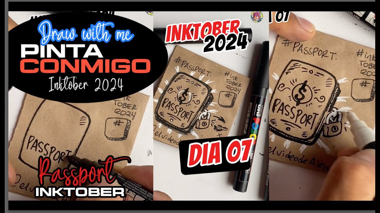 INKTOBER 2024 DIA 7 / PASO a PASO #passport #inktober #inktober2024 # ...