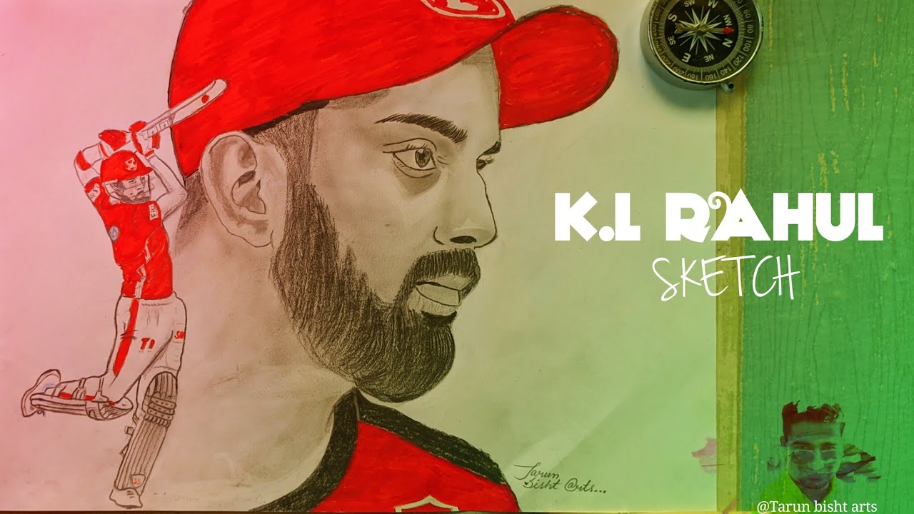 K L Rahul drawing Timelapse | Pencil Sketch of KL Rahul | Vivo Ipl 2021 ...