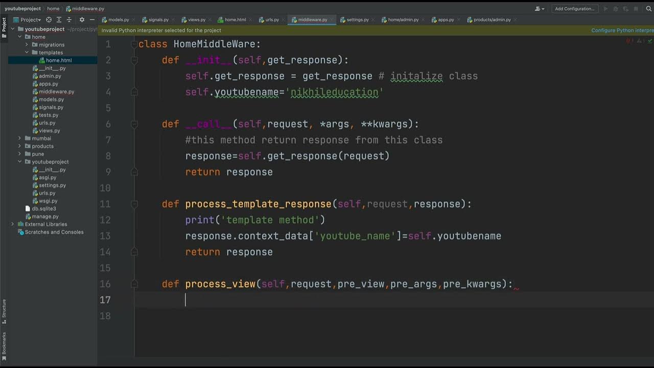 create custom middleware in django | django | python | tutorial | interview question - YouTube
