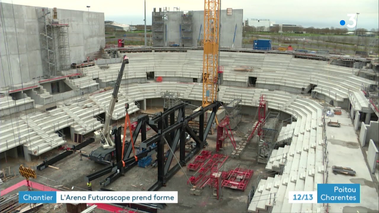Chantier Arena-Futuroscope - point d'étape sur le chantier - YouTube