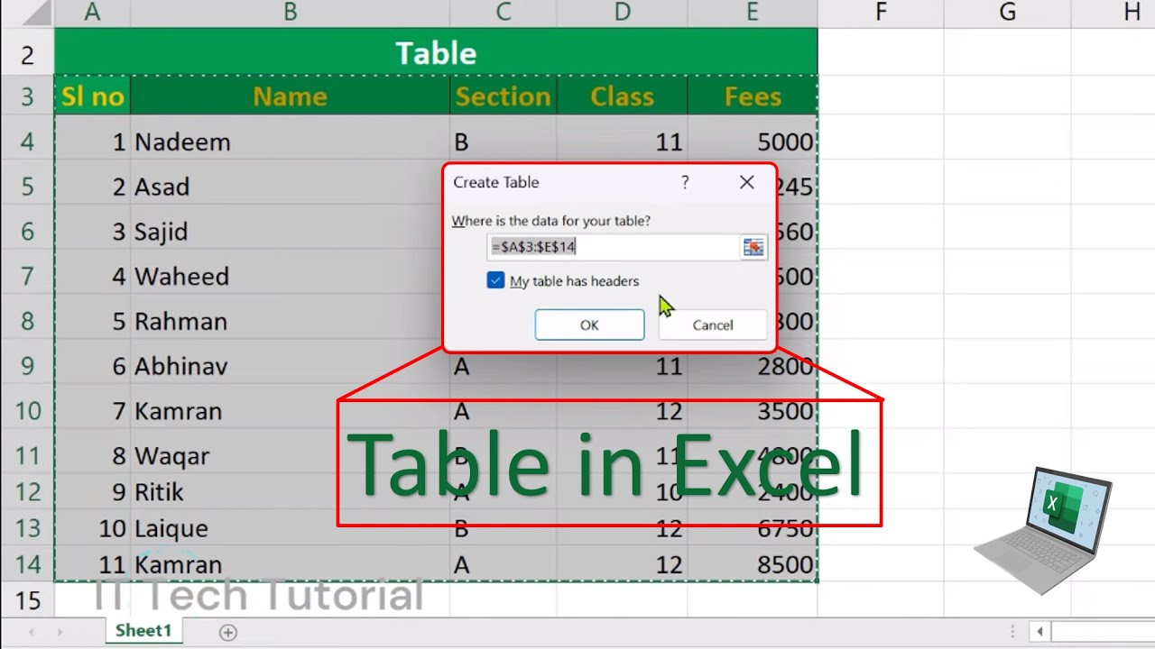 How To Create Table In Excel Excel Me Table Kaise Banaye Ittechtutorial Excel Youtube