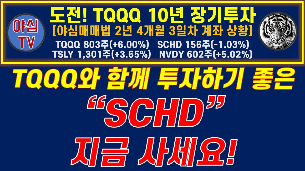 [TQQQ 리얼 실전투자] TQQQ와 함께 투자하기 좋은 배당주! SCHD 지금 사세요! [TQQQ 10년 장기투자ㅣ도전! 월배당 천만원ㅣ노후준비ㅣ야심매매법] - YouTube