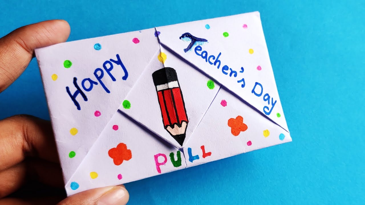 Happy Teachers Day Card Writing Pull Tab Origami Envelope Card happy-teachers-day-card-writing-pull-tab-origami-envelope-card