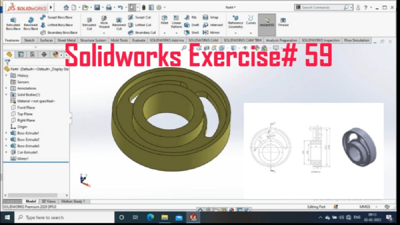 SOLIDWORKS EXERCISE# 59 | 3D MODELLING FOR BEGINNERS - YouTube