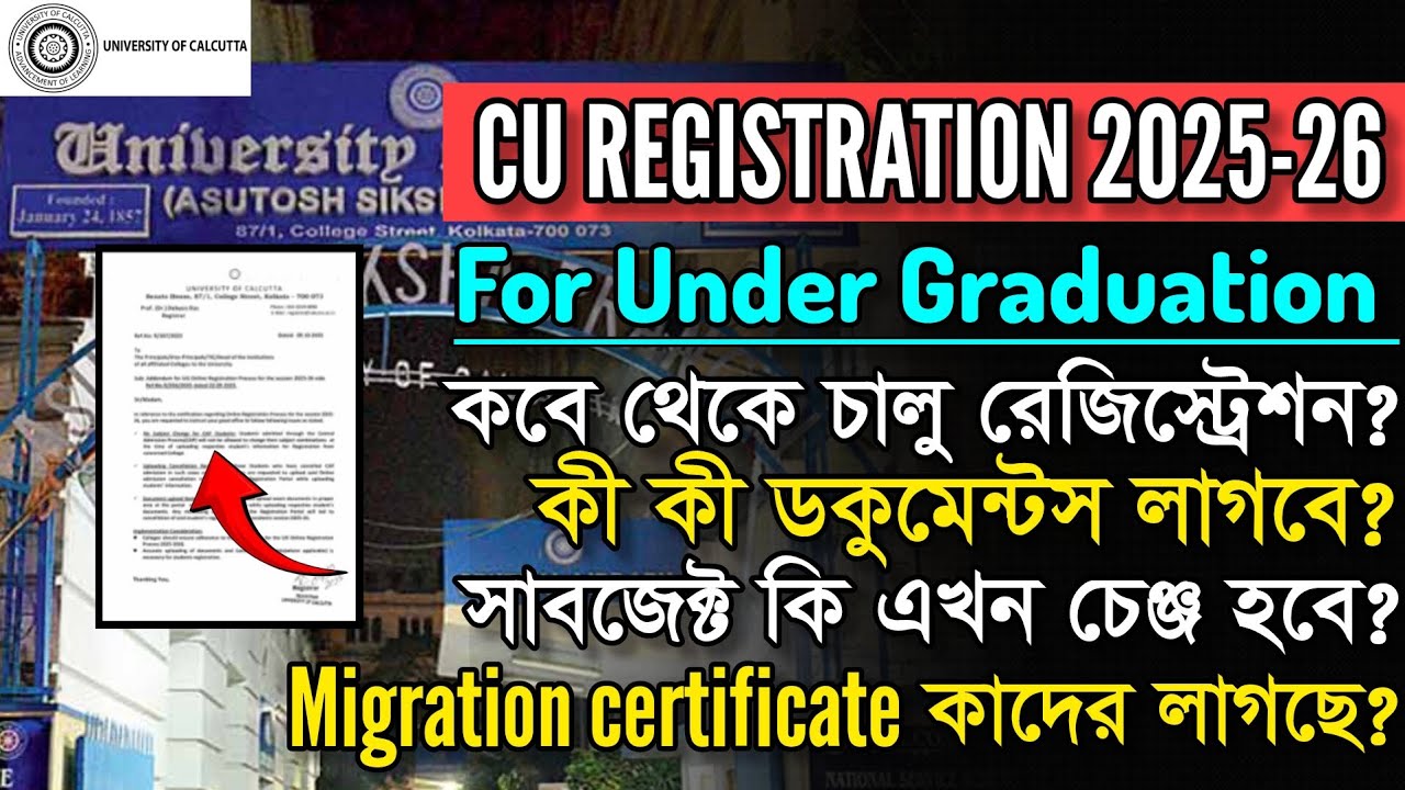 CU Registration for UG 2025-26:CU notice for all colleges for ...