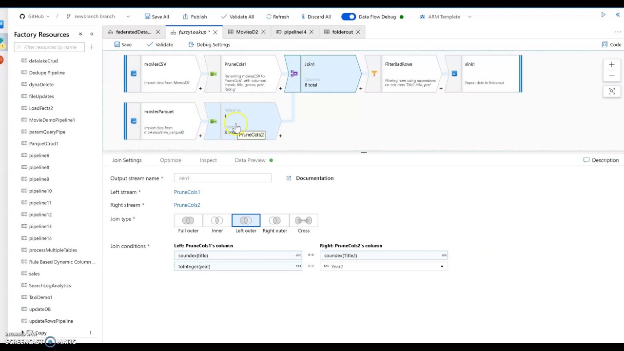 ADF Data Lake Clean-up with Data Flow Fuzzy Lookups - YouTube