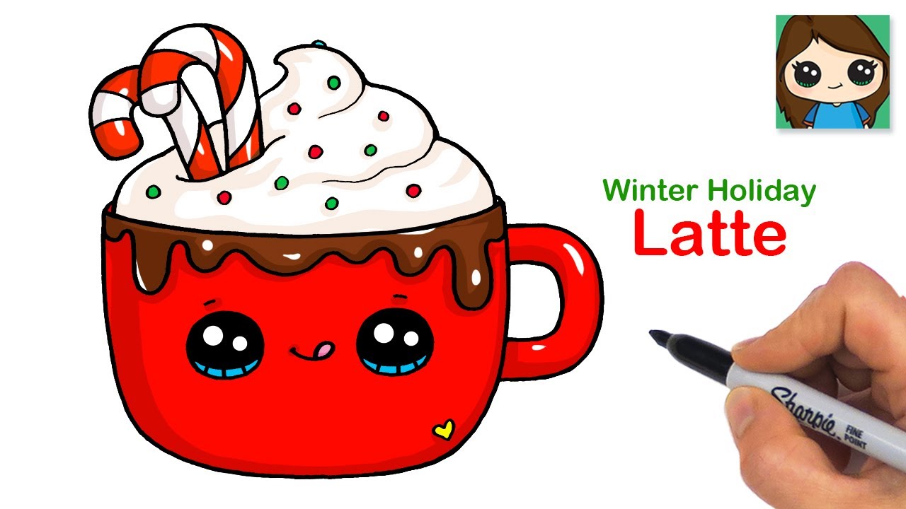 How to Draw a Winter Holiday Chocolate Latte Drink - YouTube