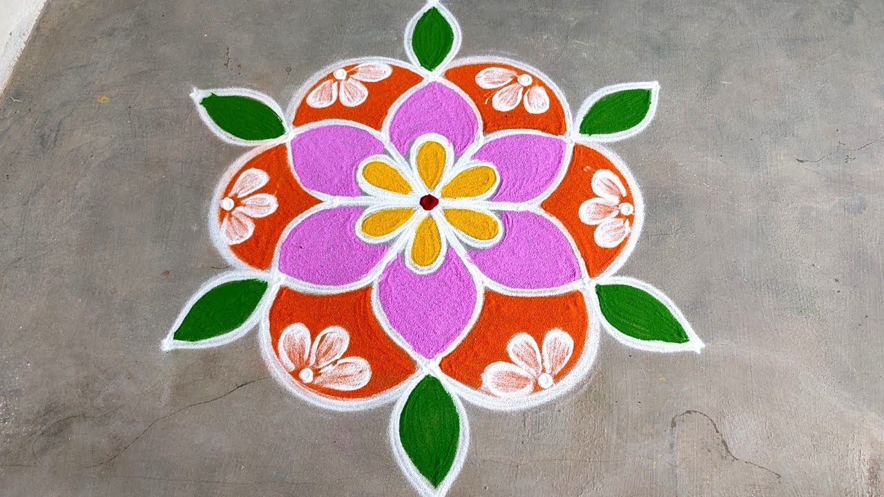 Karthigai deepam simple flowers kolam Karthigai1 kolam|deepam colour ...