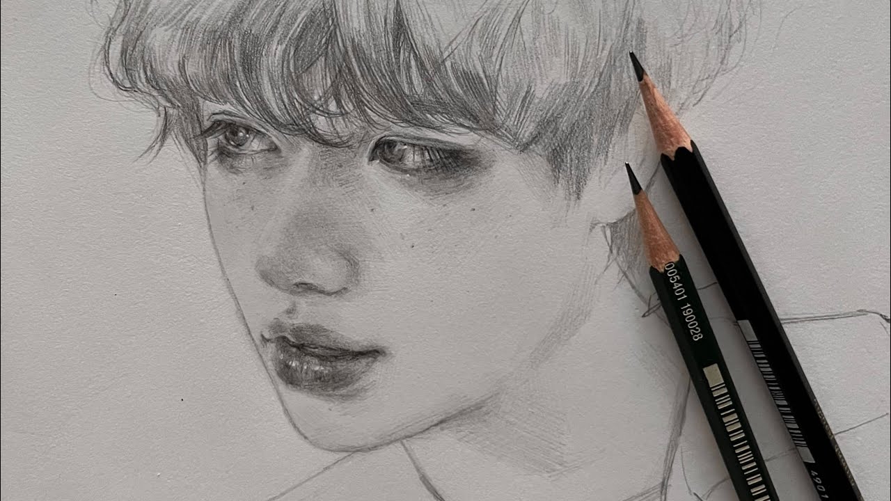 사각사각 연필 드로잉 ASMR . 투바투 범규 . Drawing TXT Beomgyu . Pencil Portrait ...