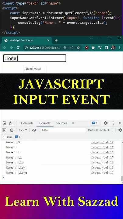 Javascript Event Input Method Reels Shorts Short Javascript Js Html Css Youtube