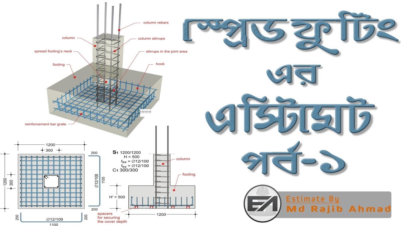 Estimate of Spread Footing (RCC Column) part 1 | Estimating & Costing ...