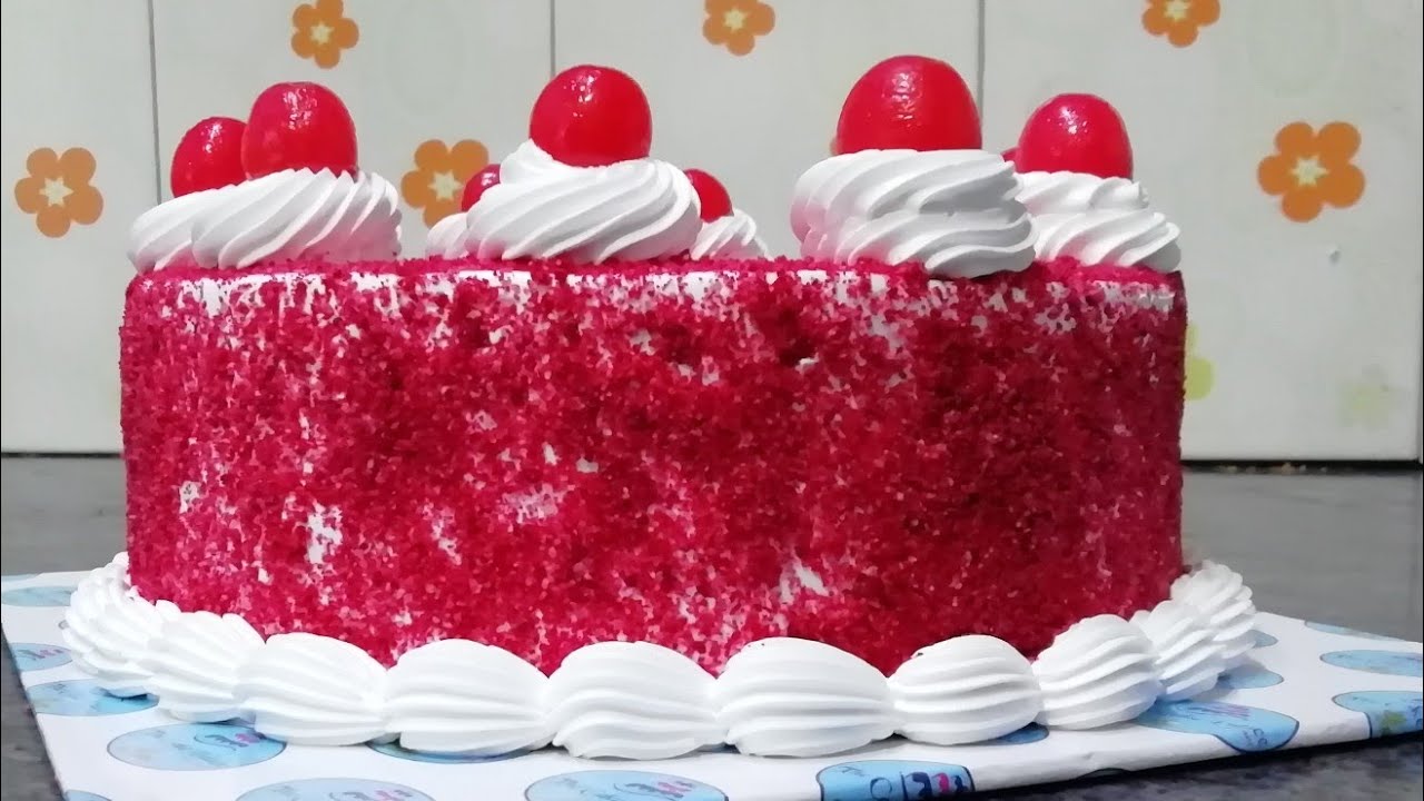 How to make red velvat cake decorating - YouTube