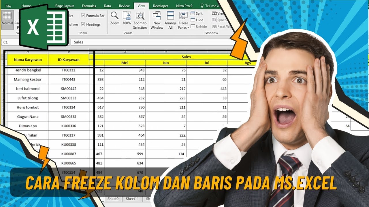 CARA FREEZE BARIS DAN KOLOM PADA MS EXCEL | #fadillahtips - YouTube