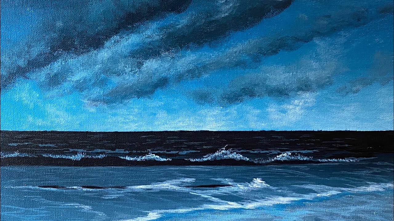 HOW TO PAINT A SIMPLE & EASY SEASCAPE FOR BEGINNERS | #acrylic #water ...