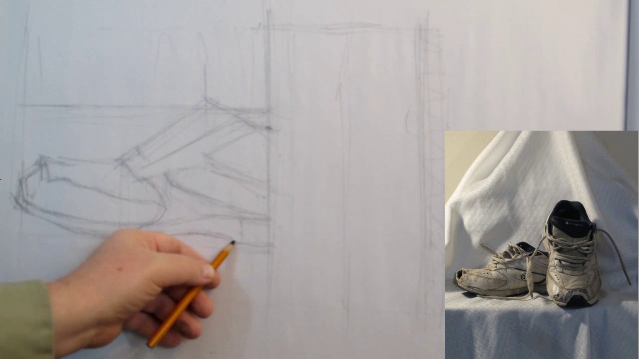 How to Draw Foreshortened Objects, Drawing a pair of Shoes - YouTube
