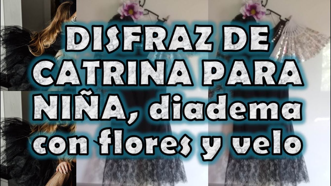 DISFRAZ de catrina para niña, diadema con flores y velo - YouTube