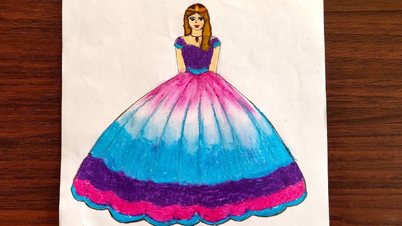 Easy Princess Dress Drawing // Barbie Princess Drawing - YouTube