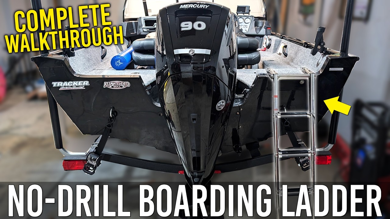 Fold Down Boat Ladder Installation | Tracker Pro Guide V-16 WT - YouTube