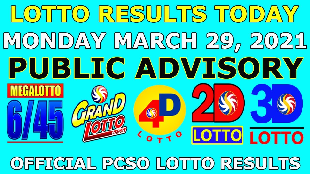 9pm Lotto PUBLIC ADVISORY March 29 2021 (Monday) PCSO - YouTube