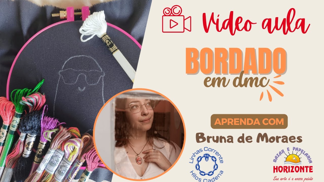 Aula DMC Bordando com a Incrível Linha que Brilha no Escuro por Bruna de Moraes - YouTube