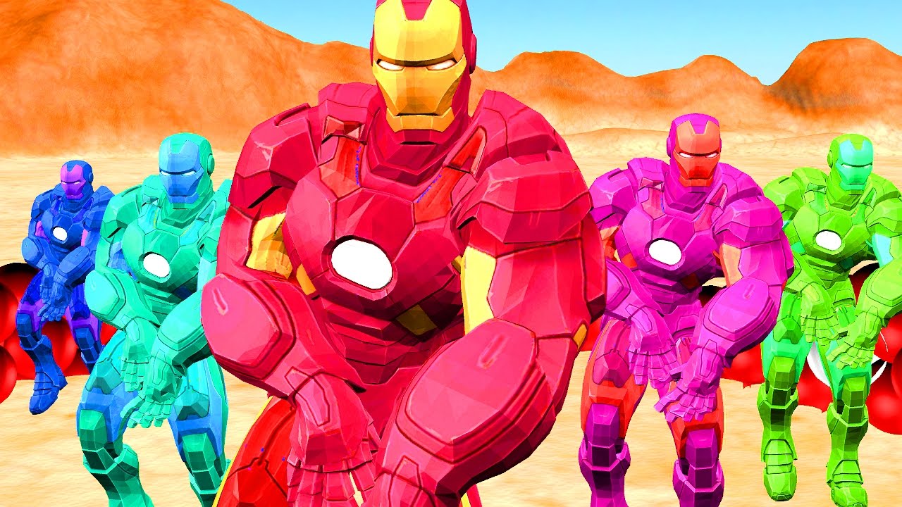 Iron man jolly dance on balloons stage | Iron man finger family | Iron ...