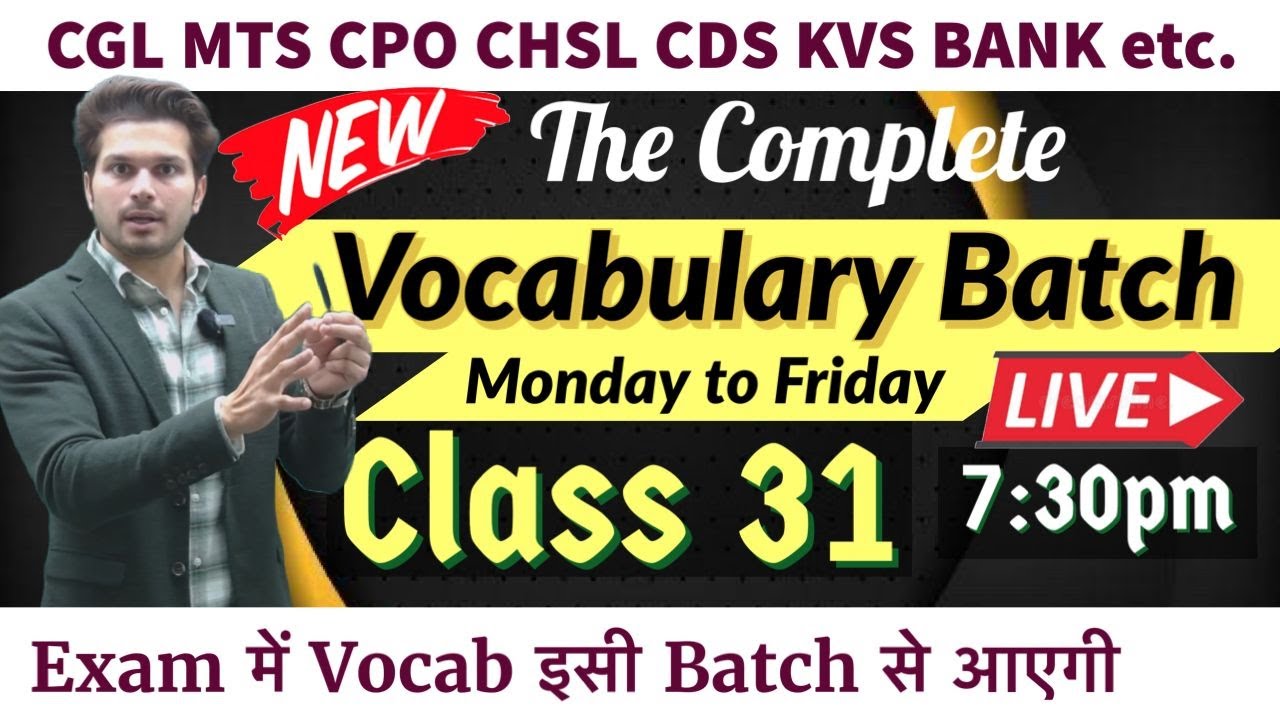 Class 31 The Complete Vocabulary Batch on YouTube by Jaideep Sir|CGL ...