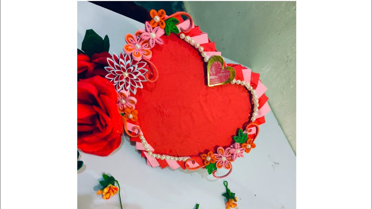 Diy Heart Photo Frame/ 3D origami Heart Photo Frame/Quilling Photo ...