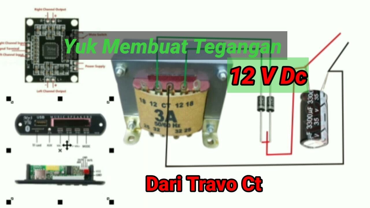 Membuat tegangan 12 vol dari travo ct - YouTube