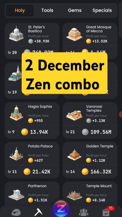 Zen Coin Daily Como 2 December | Zen coin daily combo today | #zencoindailycombo #zencoin - YouTube