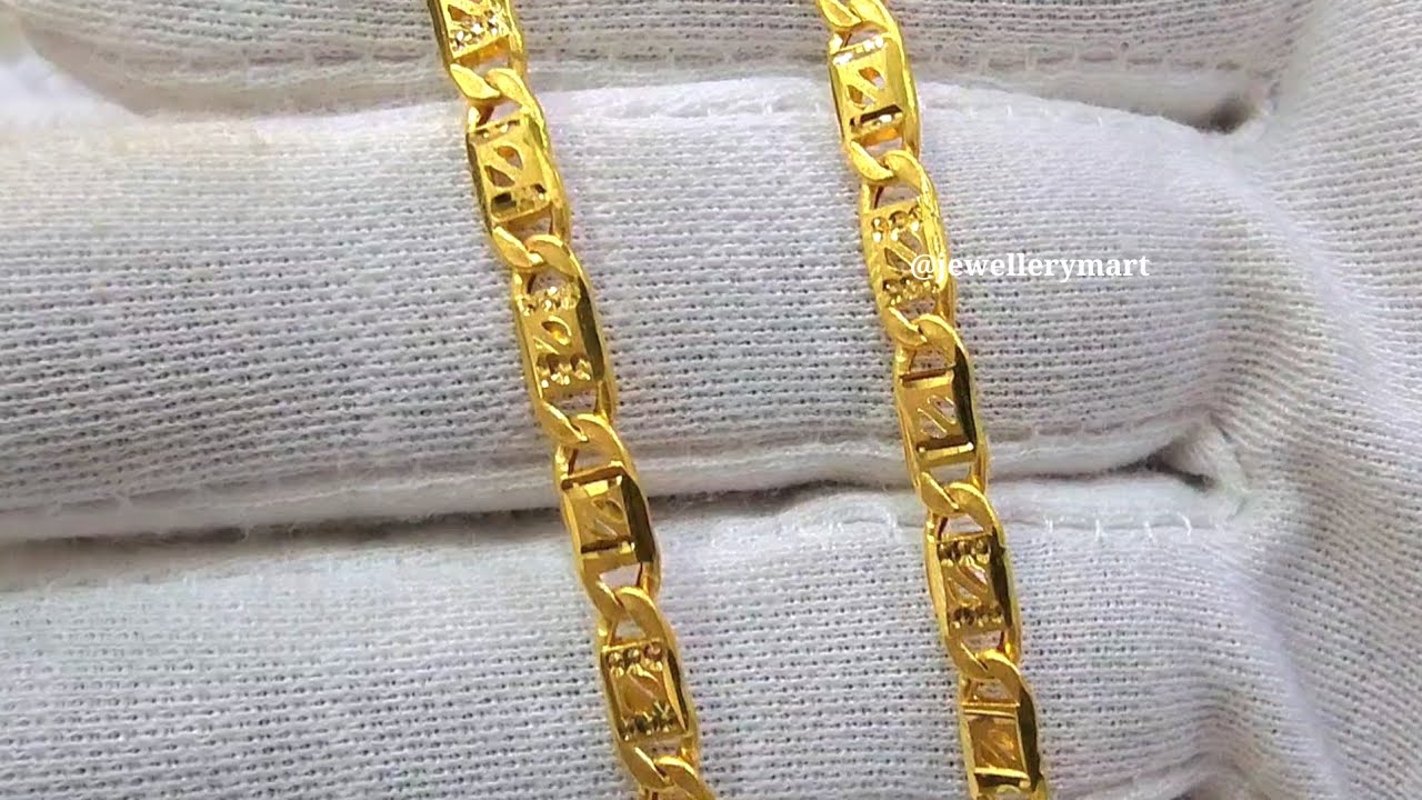 सोने की बिस्कुट वाली चेन का डिजाइन हल्के वज़न में |। Gold Biscuit Chain ...