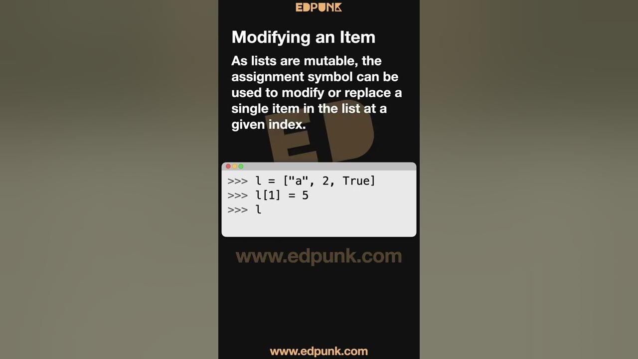 Day 50 Modifying A List In Python Learn Python Dark Mode 100daysofpython Youtube 