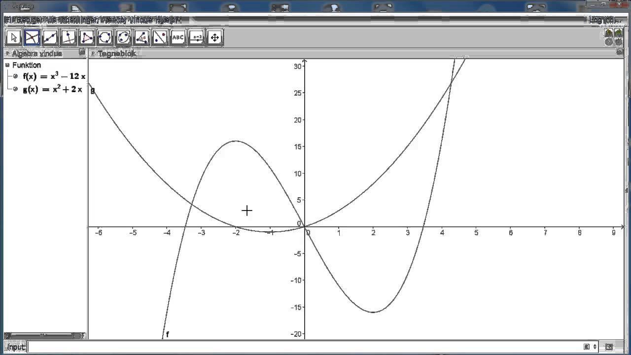Areal mellem to grafer i GeoGebra - YouTube