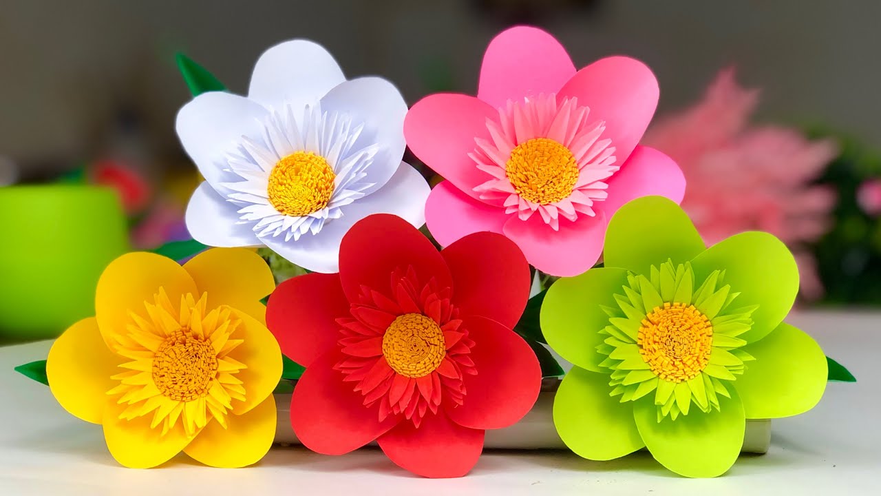 Amazing Paper Flower Making | Paper Flowers | Home Decor | Flower ...