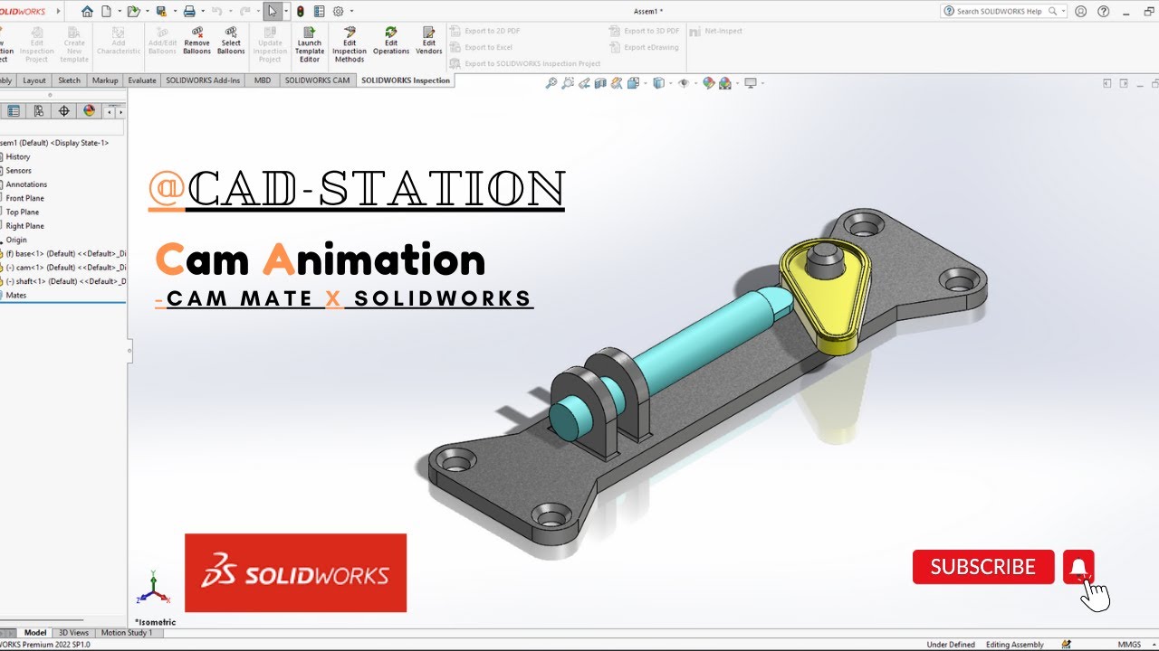 Cam animation || cam mate in #solidworks - YouTube