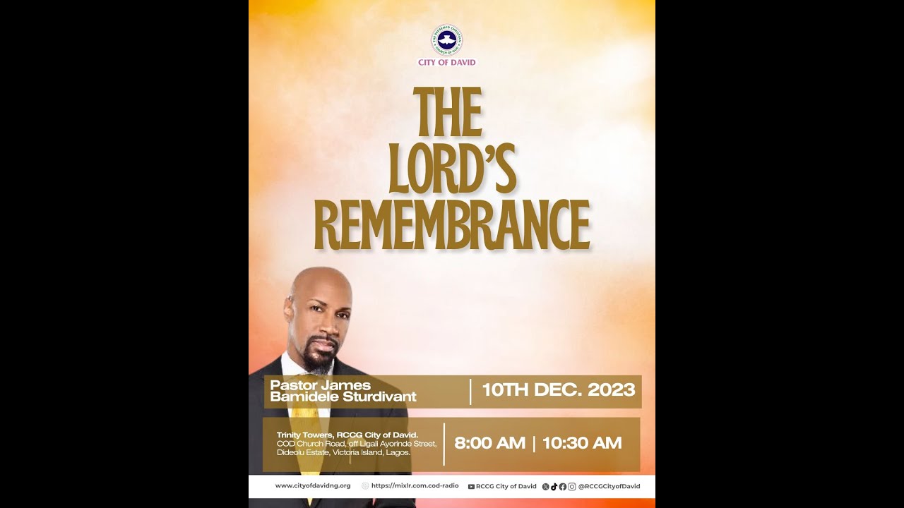 The Lord's Remembrance with Pastor James Sturdivant || Sunshine Service (10.12.2023) 10:30AM WAT ...