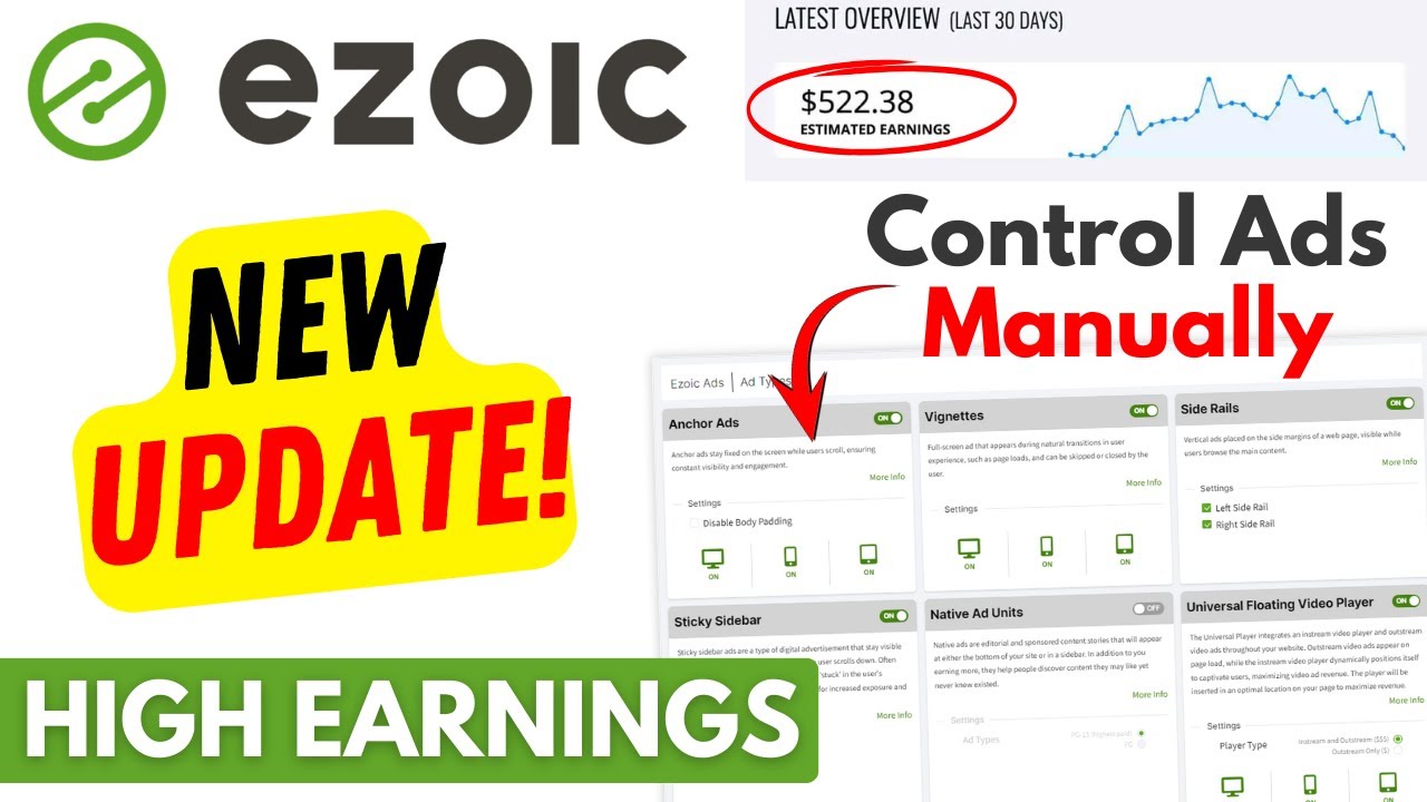 How To Control Ezoic Ads on Your Website | Ezoic Ads Setup New Update! - YouTube