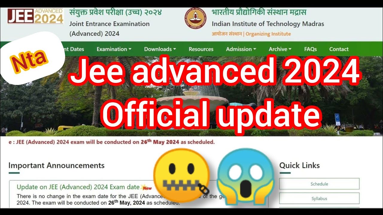 Jee advanced 2024 official update || jee advanced || jee 2024 || nta ...