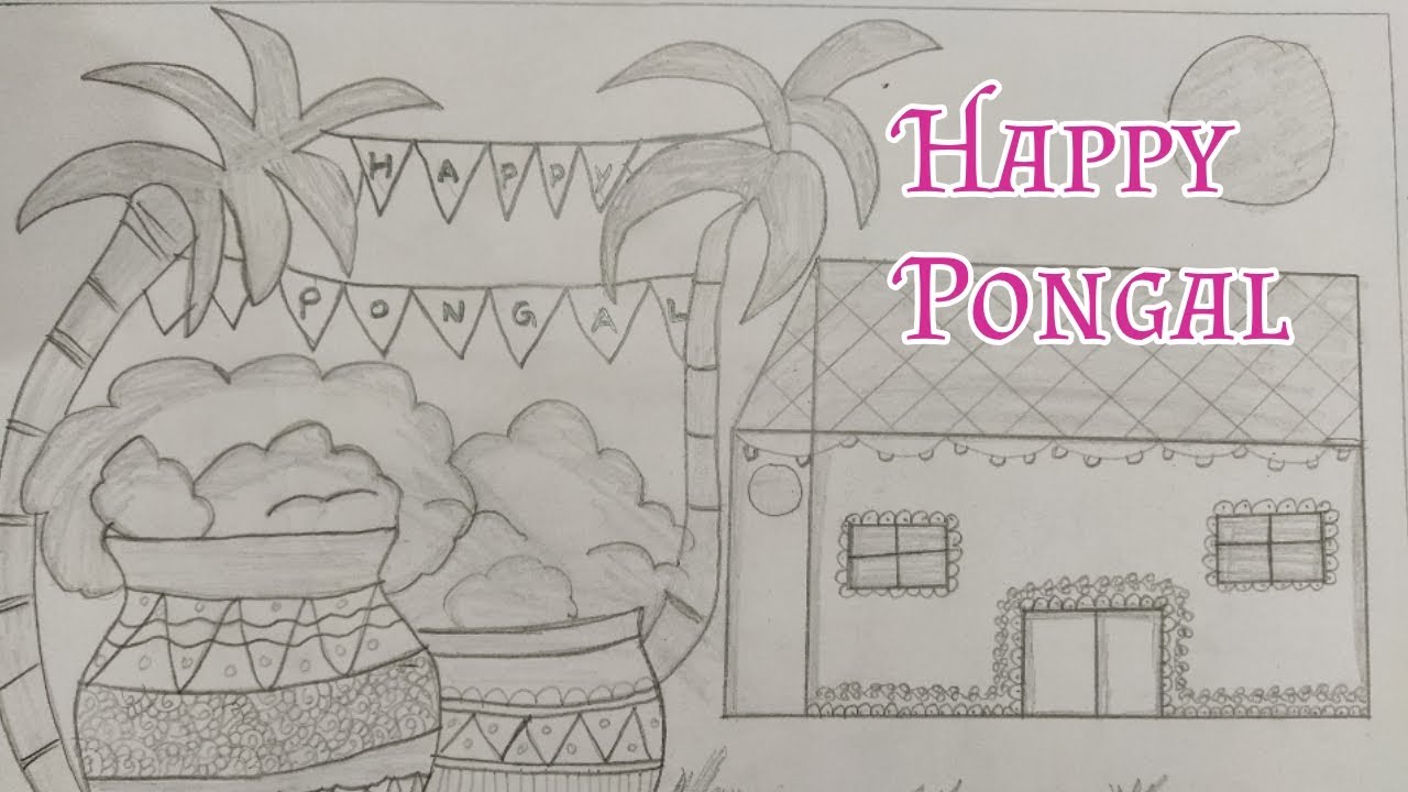 Pongal Pencil Drawing/ Happy Pongal drawing Craft ideas. - YouTube