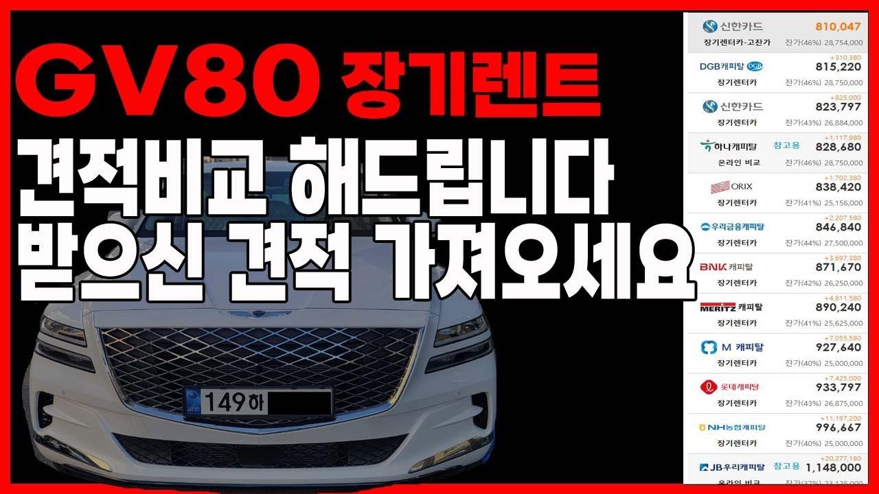 제네시스 Gv80 장기렌트 비교견적 부터 출고기간 즉시출고 재고 까지 알아보았습니다 Youtube